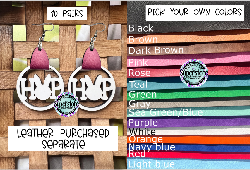 Hop hoop faux leather earrings - Sublimation MDF - 10 pairs – My ...