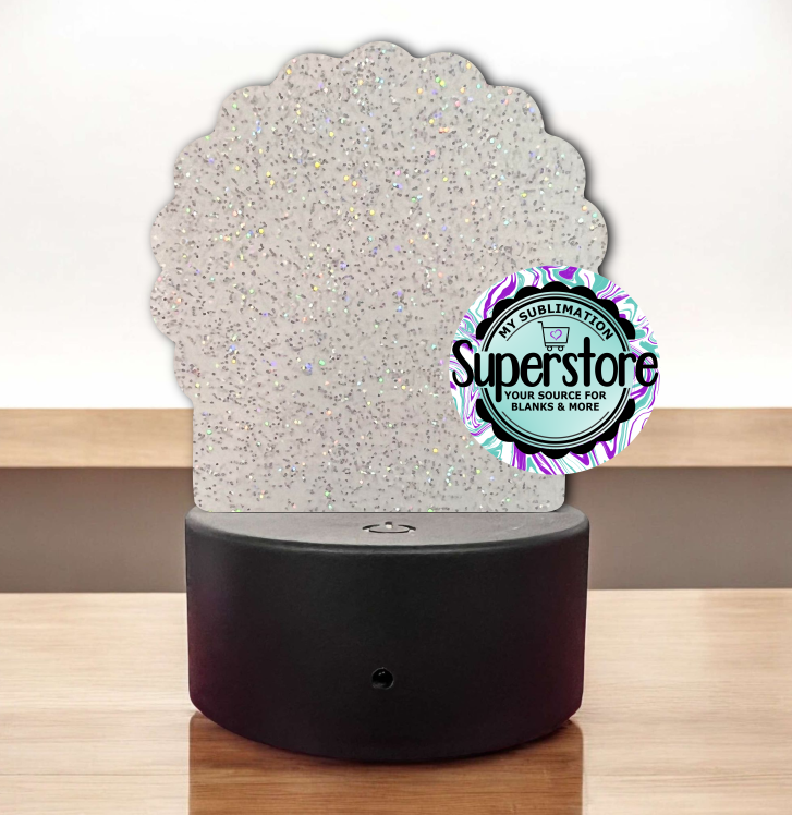 GLITTER Acrylic Scalloped Light Base Blank - Sublimation Acrylic – My ...