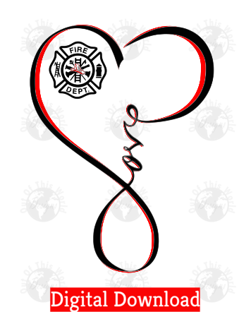 Fireman love heart (Instant Print) Digital Download – My Sublimation ...