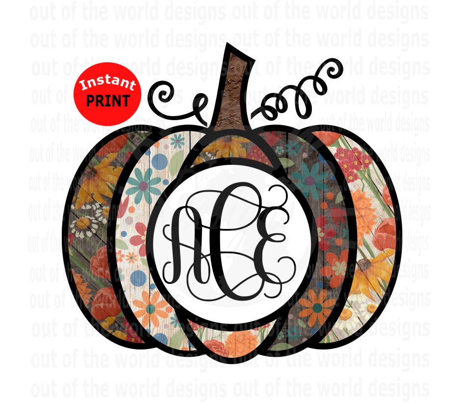 Monogram pumpkin add your own monogram (Instant Print) Digital Downloa ...