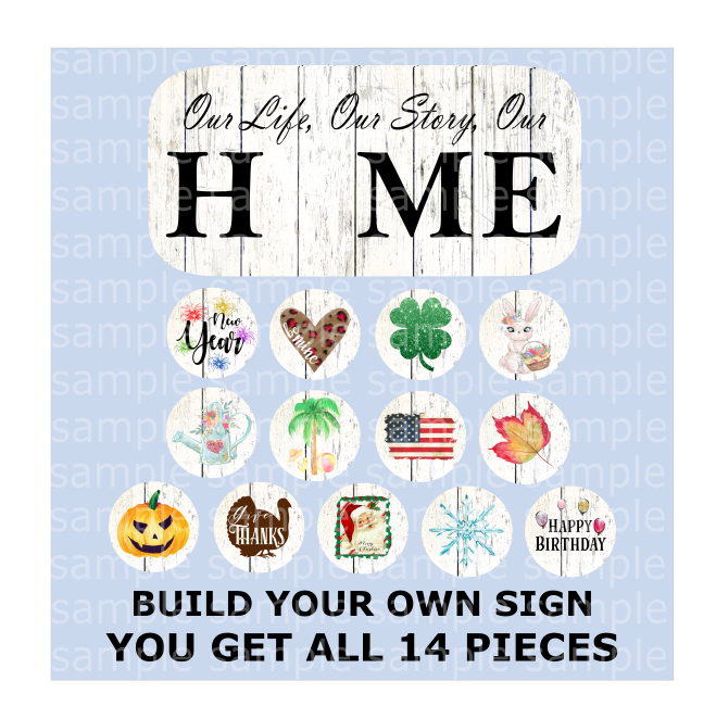 Home Sign Combo ( you get all 14 pieces ) Interchangable - Sublimation ...