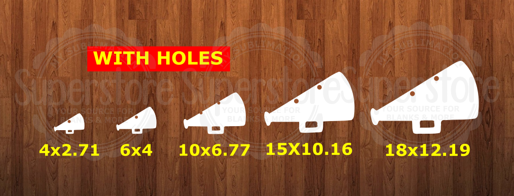 Megaphone WITH holes - 5 sizes to choose from - Sublimation Blank - 1 ...